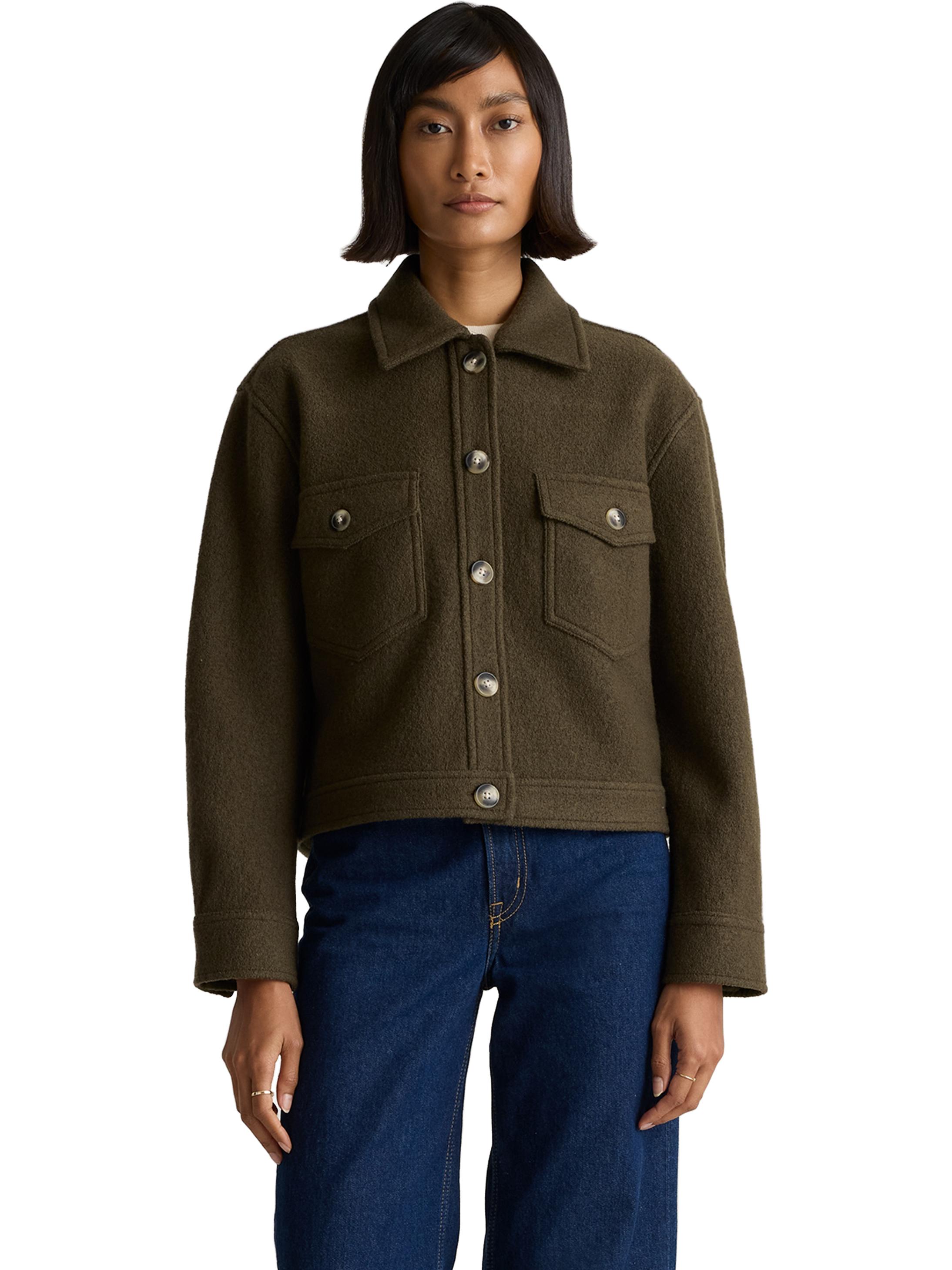 QUINCE Merino Wool Cropped Shirt Jacket